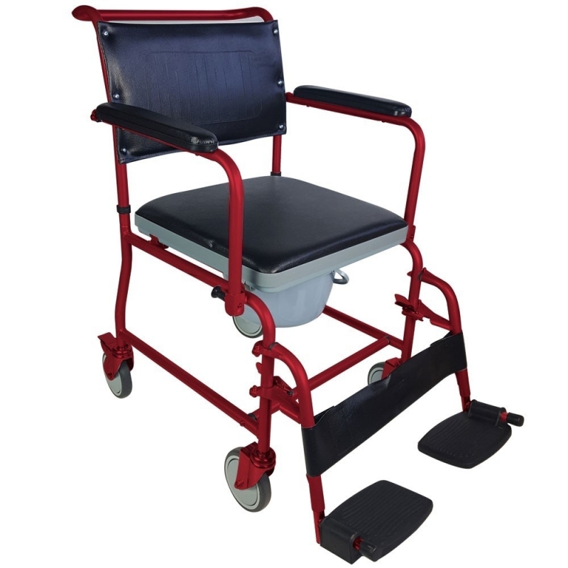 Sedia a rotelle con WC | Comoda wc | Coperchio | Braccioli ribaltabili ...